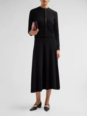 Fabiana Filippi Platinum Virgin Wool-blend Midi-skirt