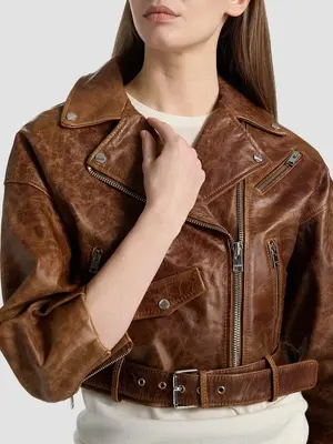 LAMARQUE Vinnie Leather Crop Biker Jacket