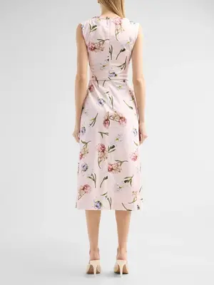 Oscar De La Renta Resort Painted Iris Poplin Day Dress