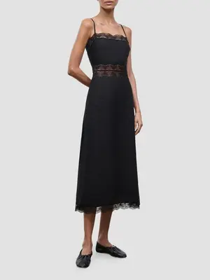 Staud Amalina Lace-trim Linen Midi-dress