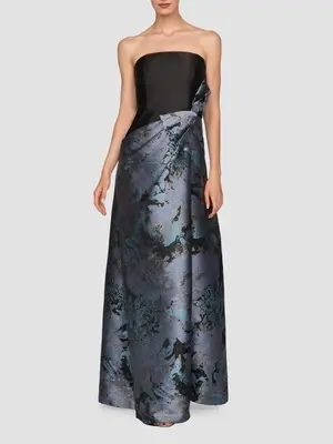 KAY UNGER Eva Dauphine Jacquard Asymmetic Gown