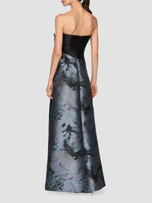 KAY UNGER Eva Dauphine Jacquard Asymmetic Gown