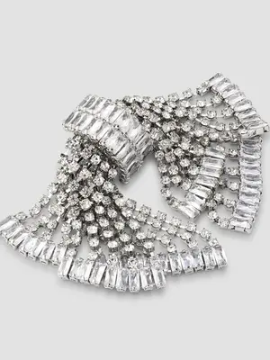 KENNETH JAY LANE Rhodium-plated & Glass Crystal Scarf Drop Earrings