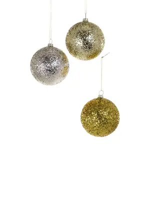 CODY FOSTER & CO Glitter Bubble Glass Ornats 3-piece Set - Multi