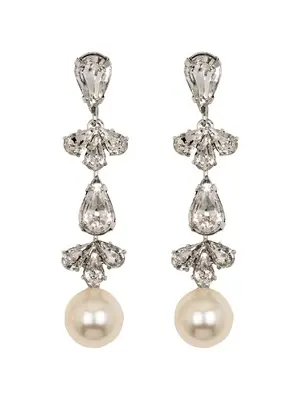 JENNIFER BEHR Betta Rhodium-plated, Crystal & Imitation Pearl Drop Earrings