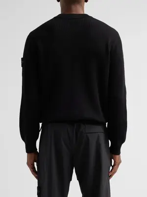 Stone Island Rib-knit Cotton Crewneck Sweatshirt - Black