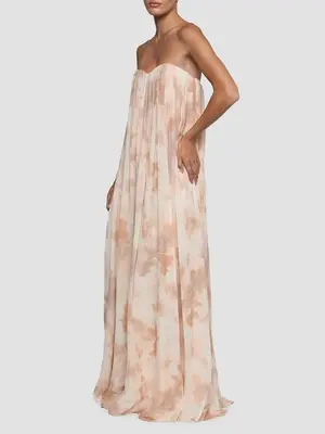 L'Agence Raine Watercolor Strapless Gown