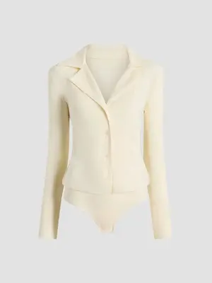 Commando Button-down Blouse Bodysuit - Ivory