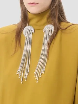Valentino Garavani Kabarett Necklace In Metal, Crystals And Pearls - Palladium