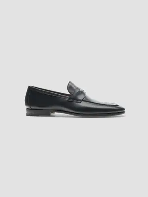 Magnanni Sasso Leather Penny Loafers - Black
