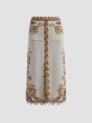 Farm Rio Stained Glass Beauty Knit Midi Skirt