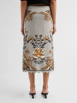 Farm Rio Stained Glass Beauty Knit Midi Skirt