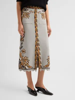 Farm Rio Stained Glass Beauty Knit Midi Skirt
