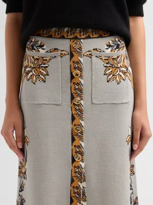 Farm Rio Stained Glass Beauty Knit Midi Skirt