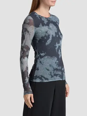 Rag & Bone Yana Printed Mesh Long-sleeve Top
