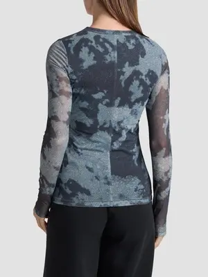 Rag & Bone Yana Printed Mesh Long-sleeve Top