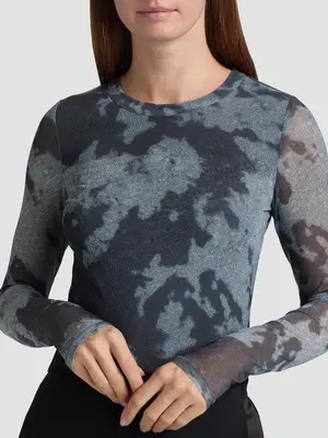 Rag & Bone Yana Printed Mesh Long-sleeve Top