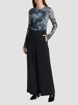 Rag & Bone Yana Printed Mesh Long-sleeve Top - Silver Multi