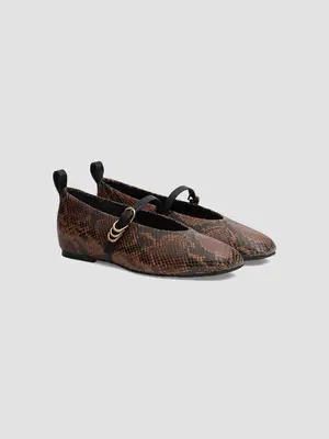 Rag & Bone Spire Snake-embossed Leather Mary Jane Flats