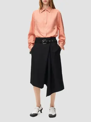 Loewe Asymmetric Belted Leather A-line Midi-skirt