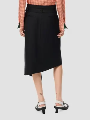 Loewe Asymmetric Belted Leather A-line Midi-skirt