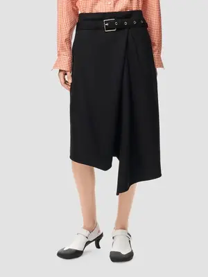 Loewe Asymmetric Belted Leather A-line Midi-skirt