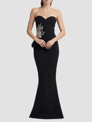 Chiara Boni La Petite Robe Grenawa Floral Beaded Strapless Gown