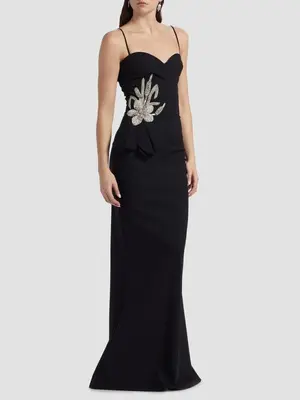 Chiara Boni La Petite Robe Grenawa Floral Beaded Strapless Gown