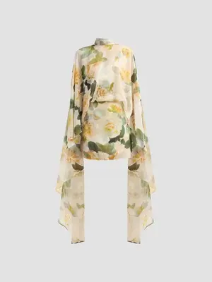 UNGARO Fiona Floral Cape Mini Dress - Ecru Multi