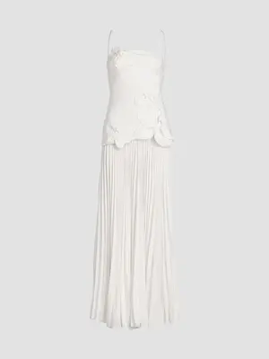 Acler Forever Young Avision Floral Appliqué Pleated Maxi Dress - Ivory