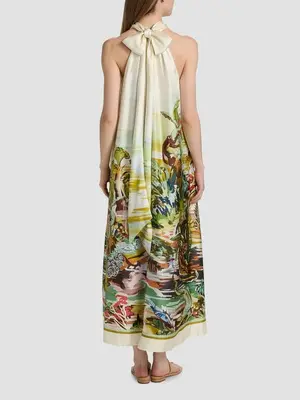 ALEMAIS Jungle Boogie Silk Halterneck Dress