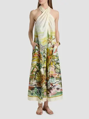 ALEMAIS Jungle Boogie Silk Halterneck Dress