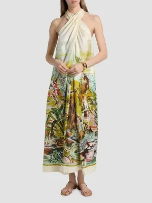 ALEMAIS Jungle Boogie Silk Halterneck Dress