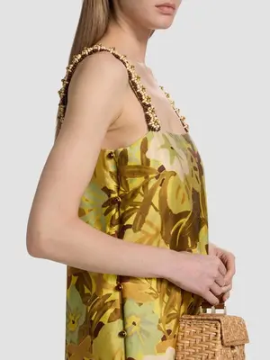 ALEMAIS Maxi Linen Beaded Minidress