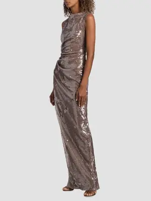 Lapointe Sequined Ruched Slip Gown