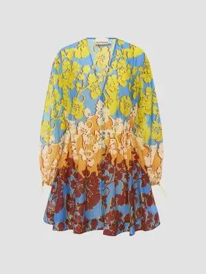 ALEMAIS Splice Cotton-silk Mini Dress - Multi