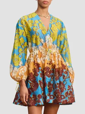 ALEMAIS Splice Cotton-silk Mini Dress
