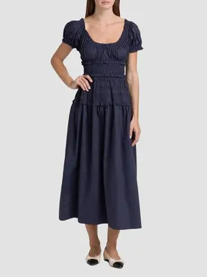DÔEN Leanne Cotton Scoopneck Midi-dress