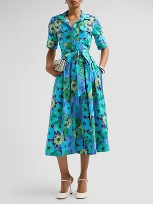 RO'S GARDEN Sutton Floral Tie-waist Midi Dress