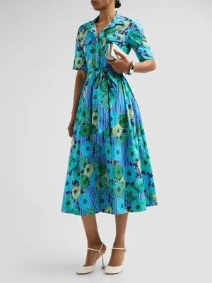 RO'S GARDEN Sutton Floral Tie-waist Midi Dress