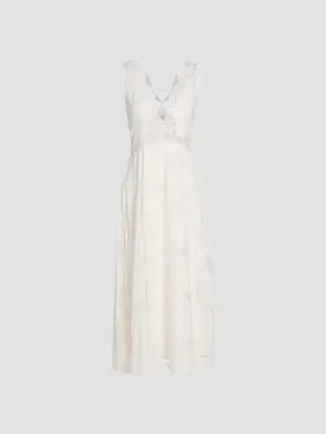 Cami Nyc Larysa Lace-trimmed Silk-cotton Midi-dress - Macadamia