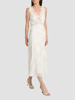 Cami Nyc Larysa Lace-trimmed Silk-cotton Midi-dress