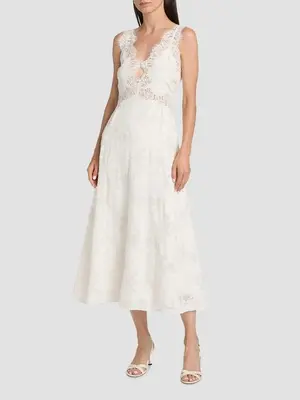 Cami Nyc Larysa Lace-trimmed Silk-cotton Midi-dress