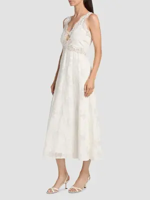 Cami Nyc Larysa Lace-trimmed Silk-cotton Midi-dress
