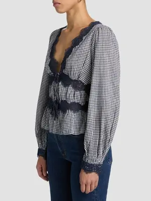 Cami Nyc Veredi Gingham Lace-trimmed Blouse