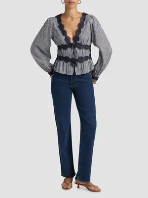 Cami Nyc Veredi Gingham Lace-trimmed Blouse