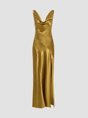 NICHOLAS THE LABEL Alfina Satin Cowlneck Gown - Celadon