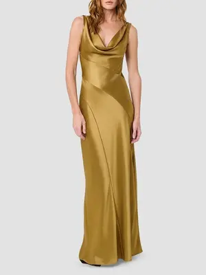 NICHOLAS THE LABEL Alfina Satin Cowlneck Gown - Celadon