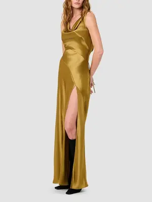 NICHOLAS THE LABEL Alfina Satin Cowlneck Gown - Celadon