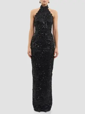 Rebecca Vallance Beau Sequined Halterneck Gown